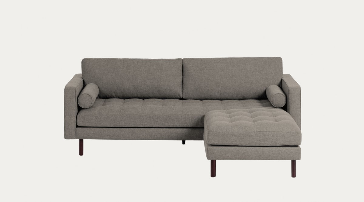 Debra 3 seater sofa with footrest in light grey 222 cm | Kave Home