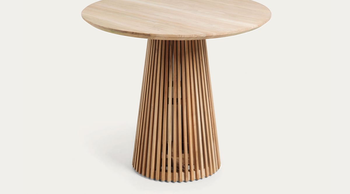 Jeanette round solid teak wood table Ø 90 cm | Kave Home