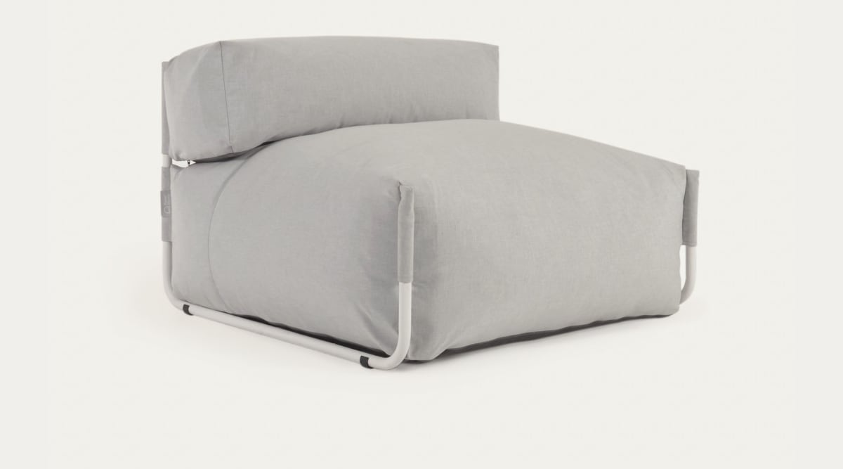 Puf sofá modular con respaldo 100% exterior Square gris claro y ...