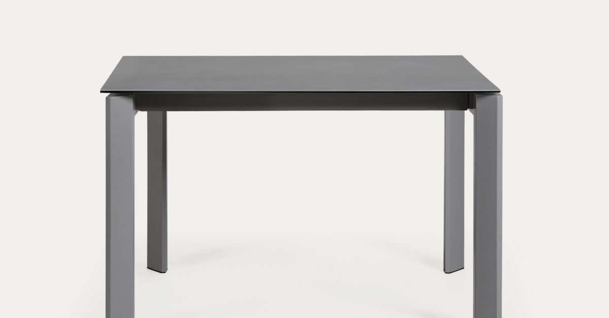 Axis extendable porcelain table with Volcano Rock finish and dark grey ...