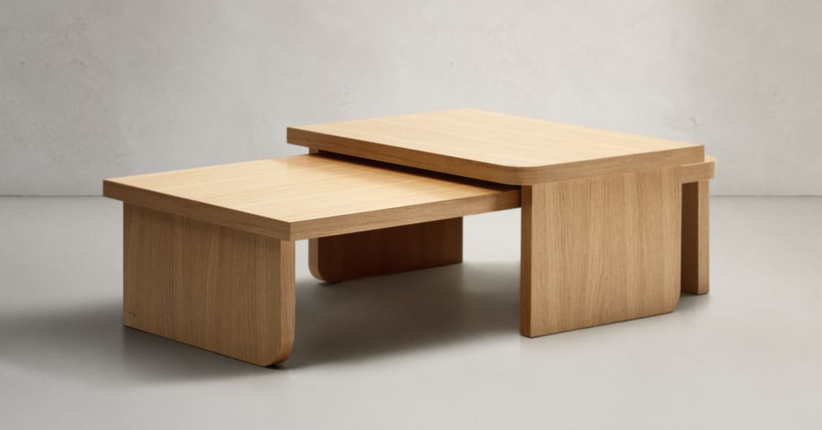 Lot Oaq de 2 tables basses en placage de chêne finition naturelle FSC ...