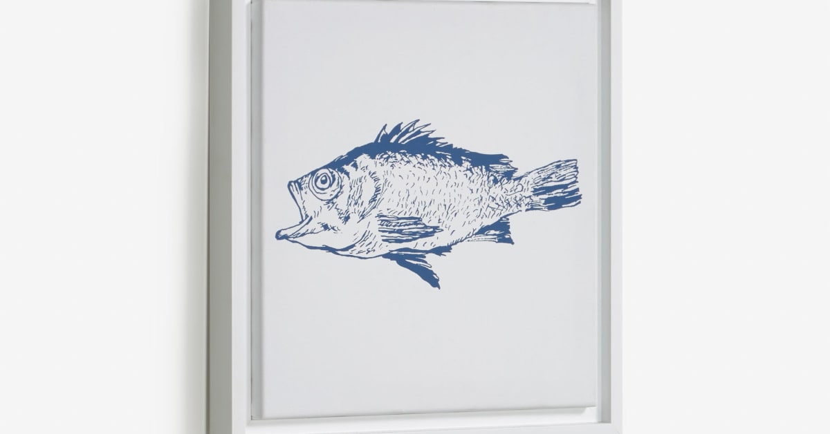 Lavinia blue fish picture white wood frame 30 x 30 cm | Kave Home Germany