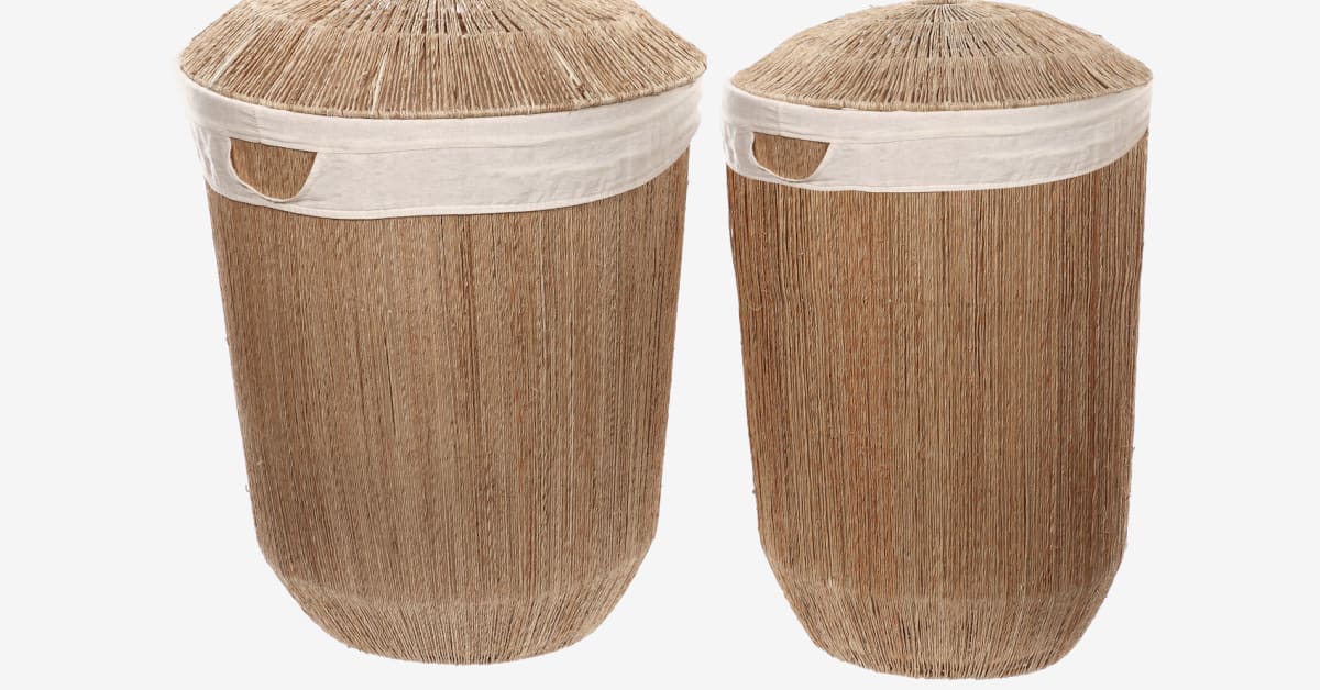 Zestaw Estibalis 2 okrągłe kosze na ubrania 100% juta z naturalnym ...