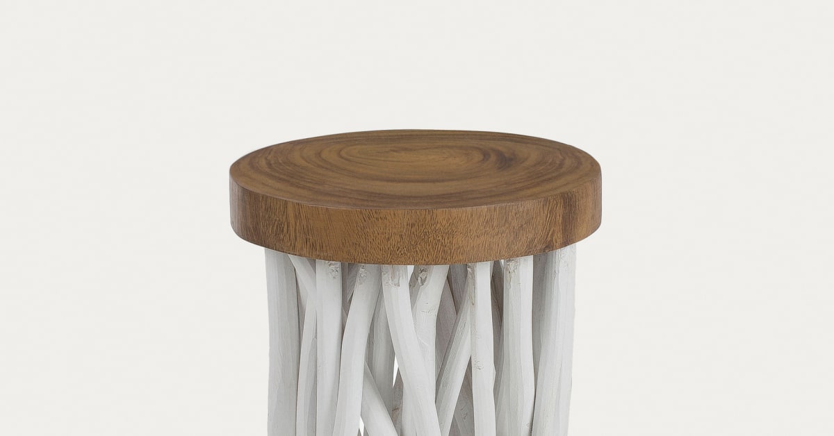 Table d'appoint Drom en bois mungur et teck Ø 35 cm | Kave Home Belgium