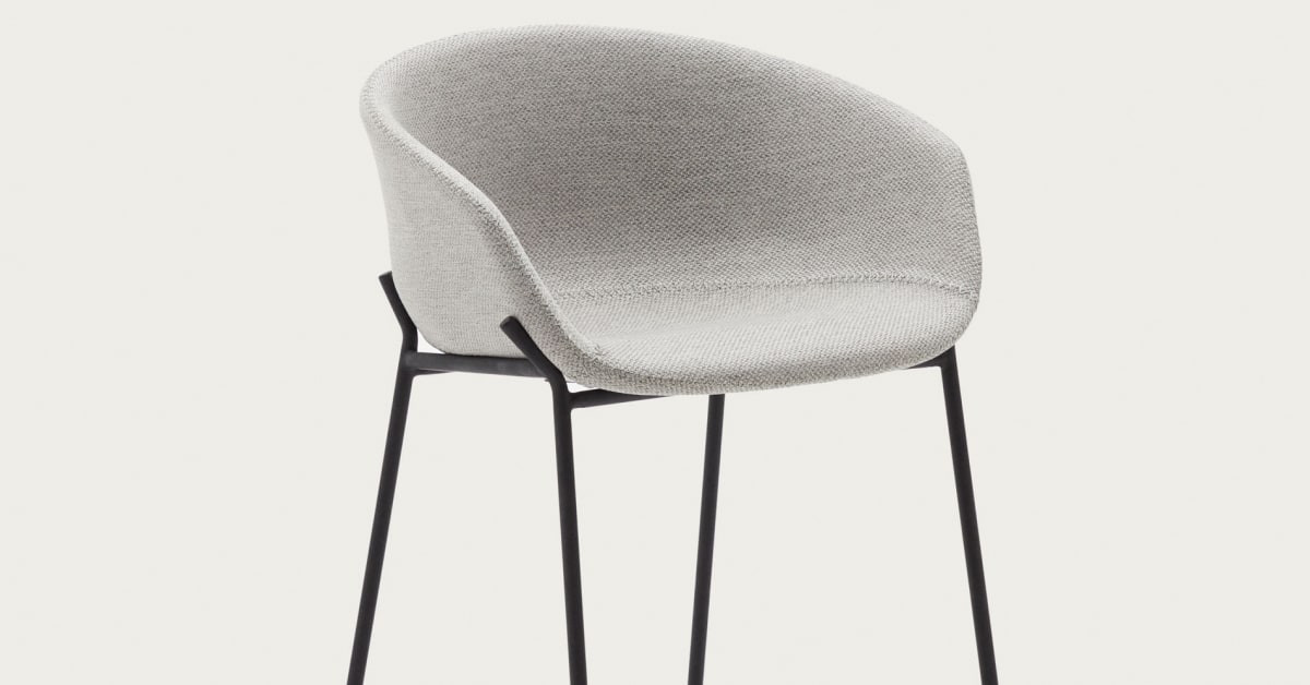 Yvette light grey stool with steel legs in a black finish height 65 cm ...