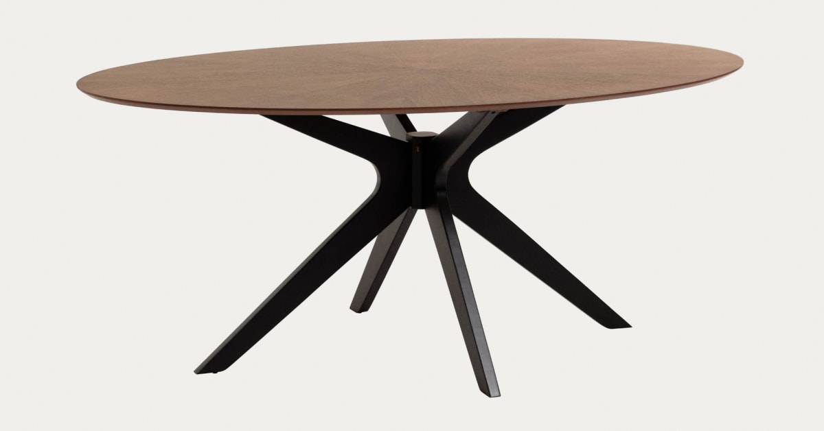 Naanim table with walnut veneer and legs in a black finish 180 x 110 cm ...