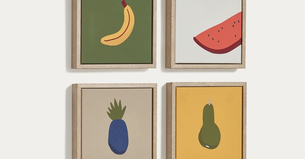 Bogumila set of 4 multi-colour fruit paintings 20 x 20 | Kave Home ...
