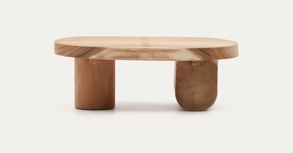 Mosi solid mungur wood coffee table Ø 90 x 60 cm | Kave Home International