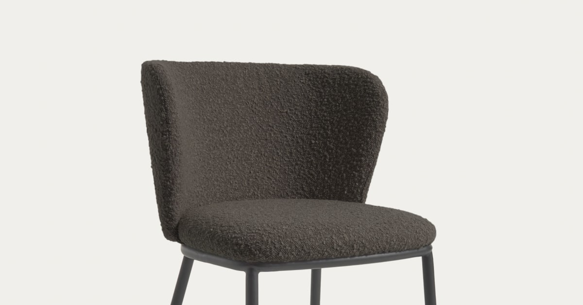 Chaise Ciselia bouclette noire et métal noir FSC Mix Credit | Kave Home