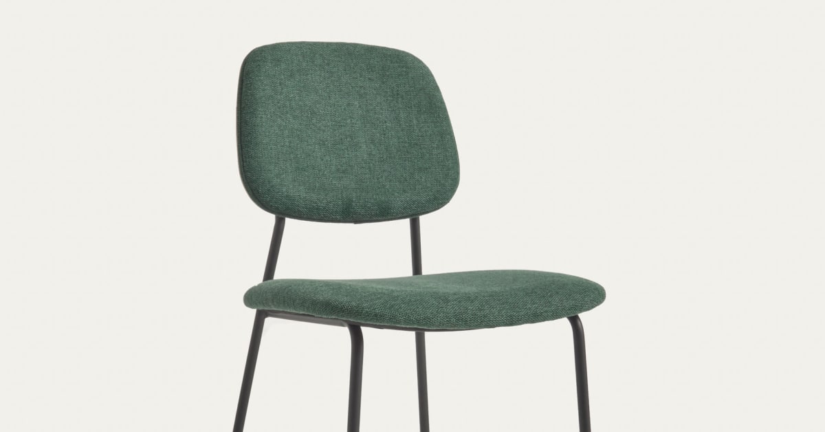 Benilda dark green stackable chair oak veneer and steel with black ...