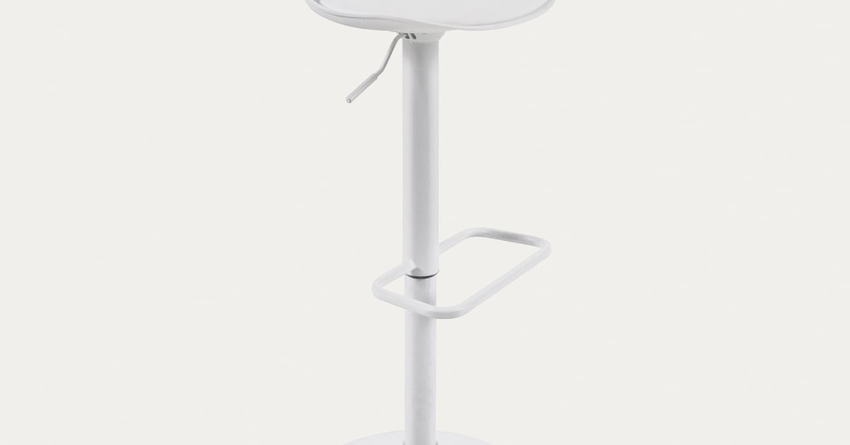 Taburete Orlando - T de piel sintética blanco y acero blanco mate 60-82 ... Taburete Orlando - T de piel sintética blanco y acero blanco mate 60-82 ...