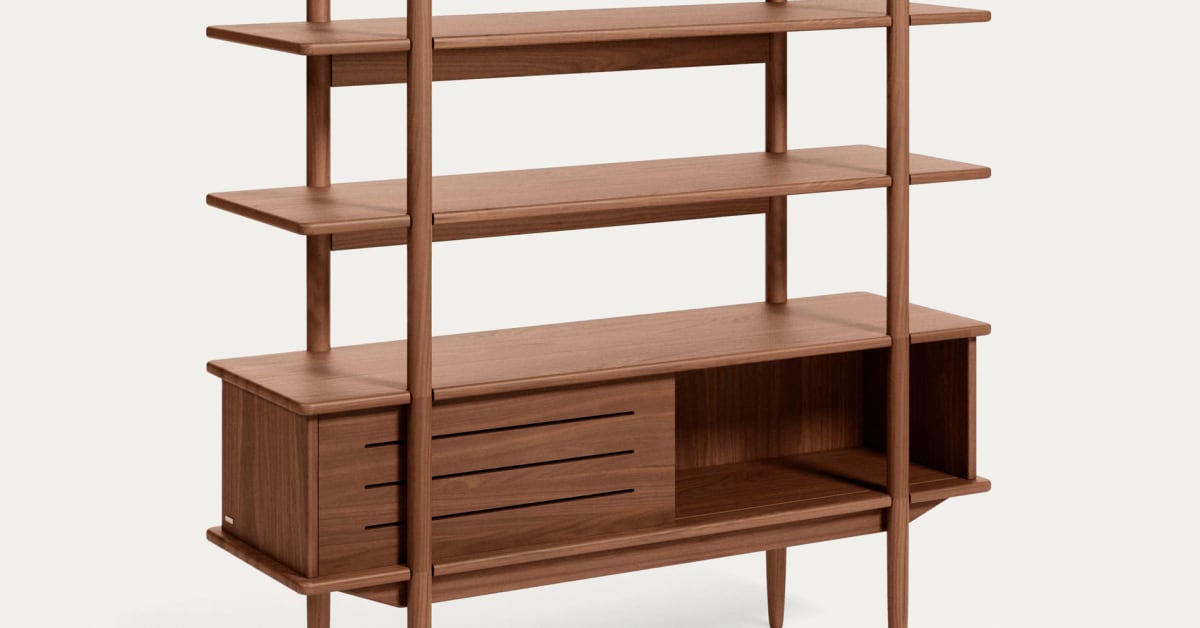 Carolin in veneered walnut shelf unit 130 x 169 cm | Kave Home Italy