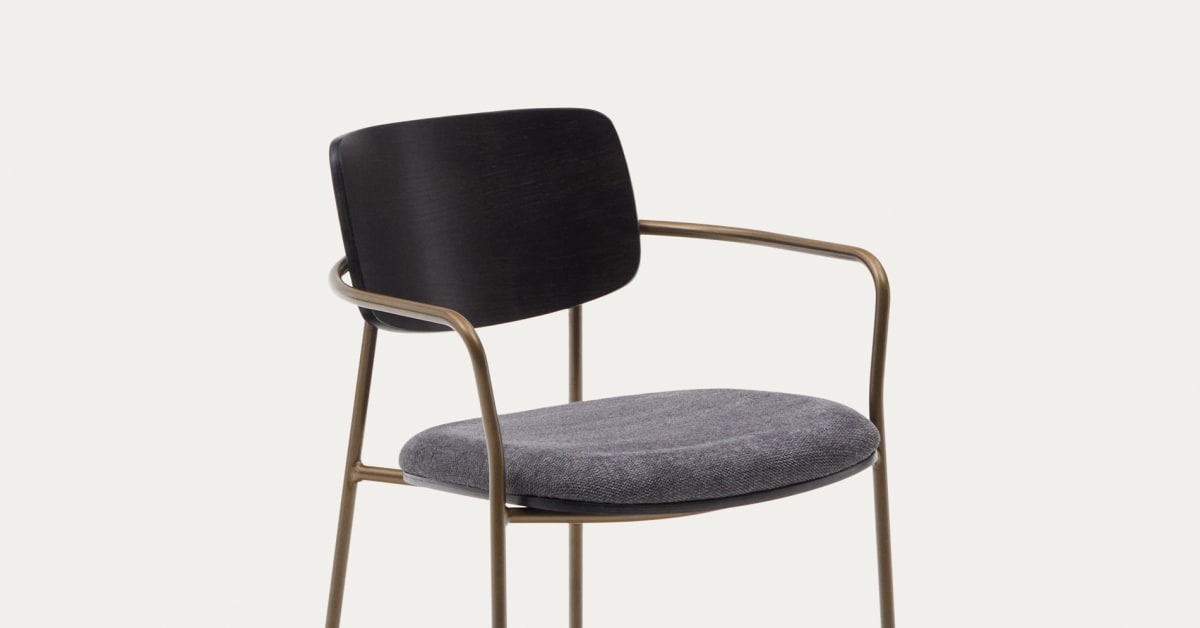 Maureen stackable chair with ash veneer in dark finish and metal in ...