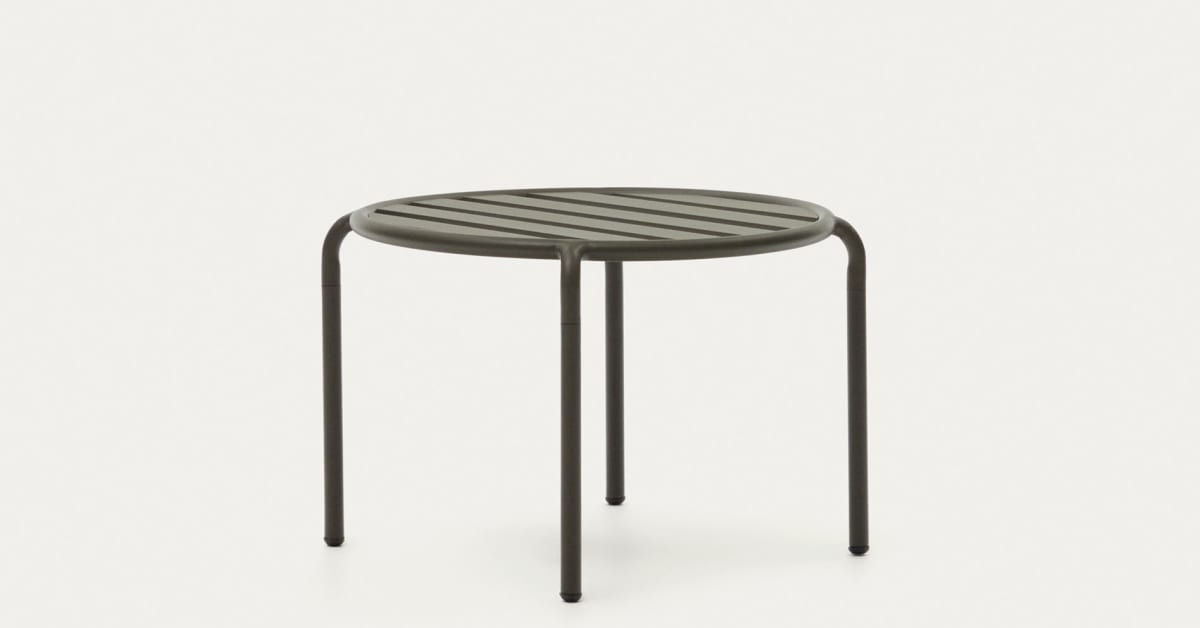 Joncols outdoor aluminium side table with powder coated green finish Ø 60 cm | Kave Home ...