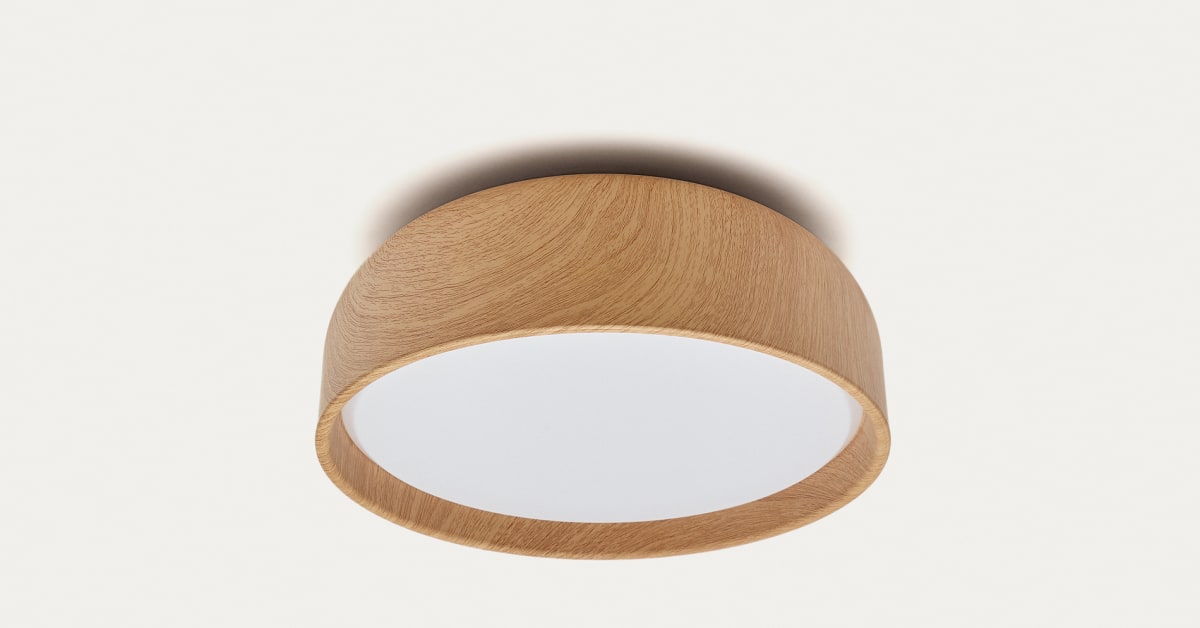 Xaviera ceiling lamp with oak wood effect finish | Kave Home