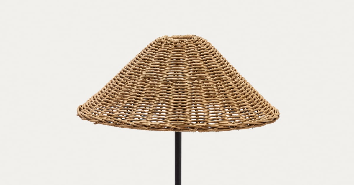 Urania table lamp in rattan and metal with black painted finished UK ...