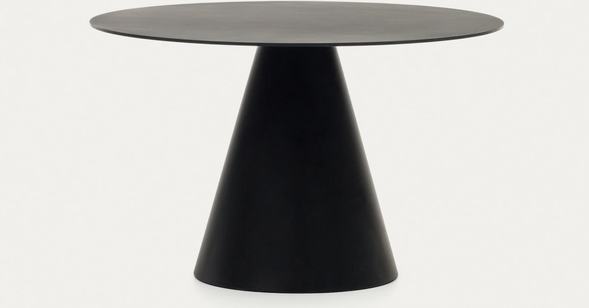 Wilshire tempered glass and metal table with a matte black finish Ø 120 ...