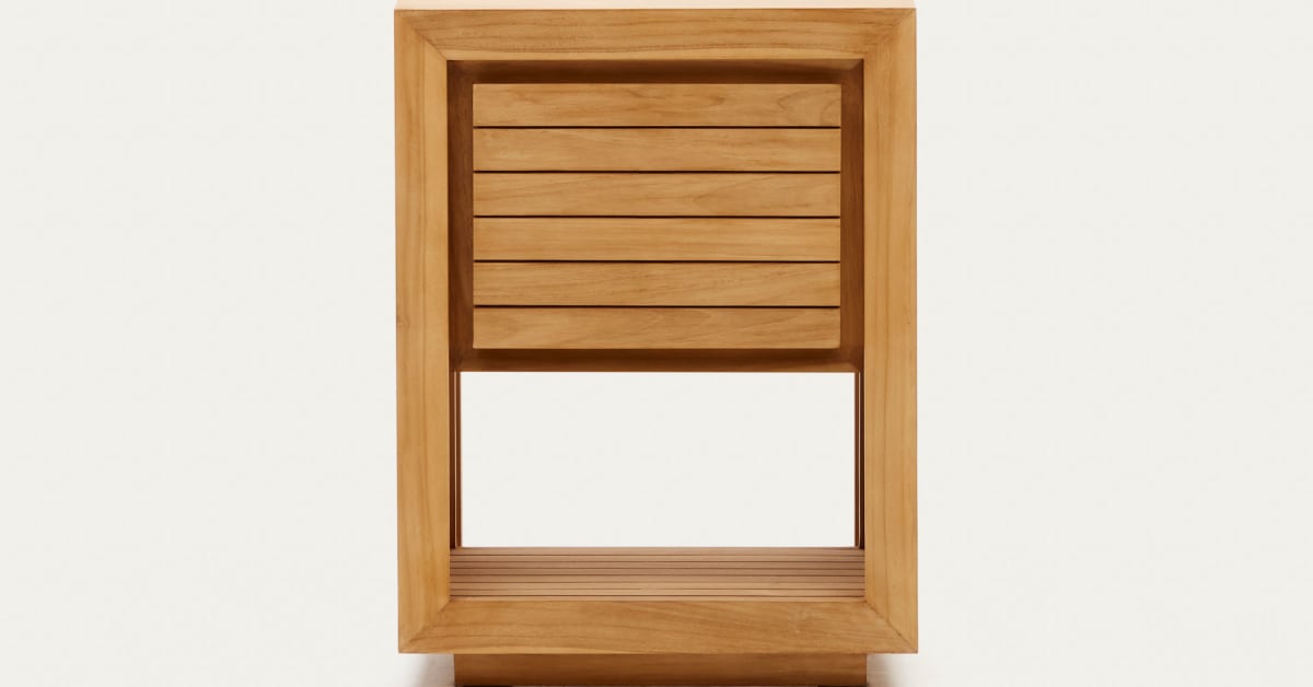 Mueble de baño Saula de madera maciza de teca acabado natural 60 x 45 ...