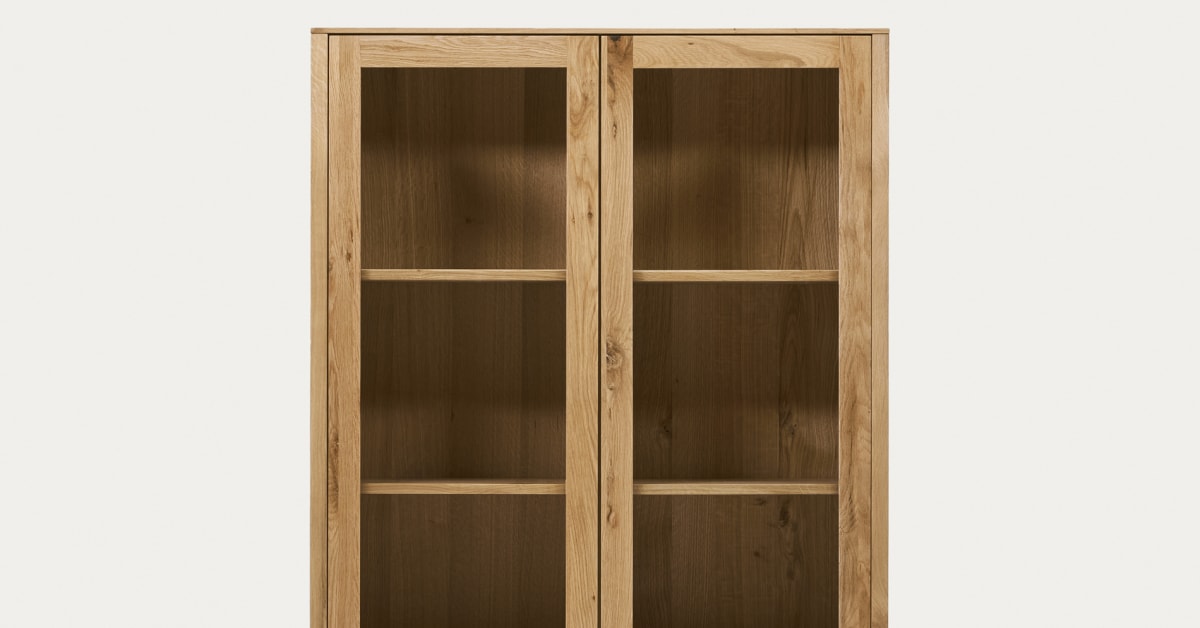 Alguema display cabinet in oak wood veneer with natural finish 100 x ...