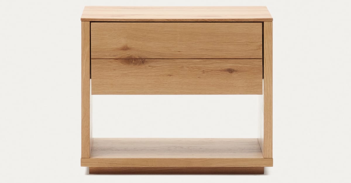 Alguema bedside table in oak wood veneer with natural finish 60 x 50 cm Kave Home Austria