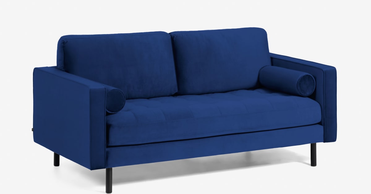 Blue velvet 2 seaters Debra sofa 182 cm | Kave Home Great Britain