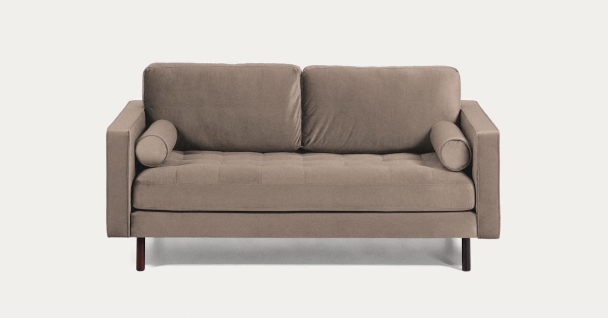 Debra 2 seater sofa in beige velvet 182 cm | Kave Home Ireland