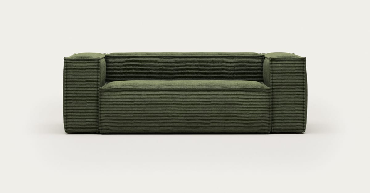 Blok 2-seater sofa in green thick corduroy 210cm FSC Mix Credit | Kave ...