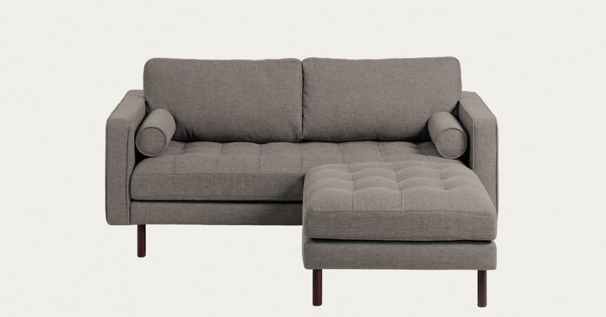 Debra 2 seater sofa with footrest in light grey 182 cm | Kave Home