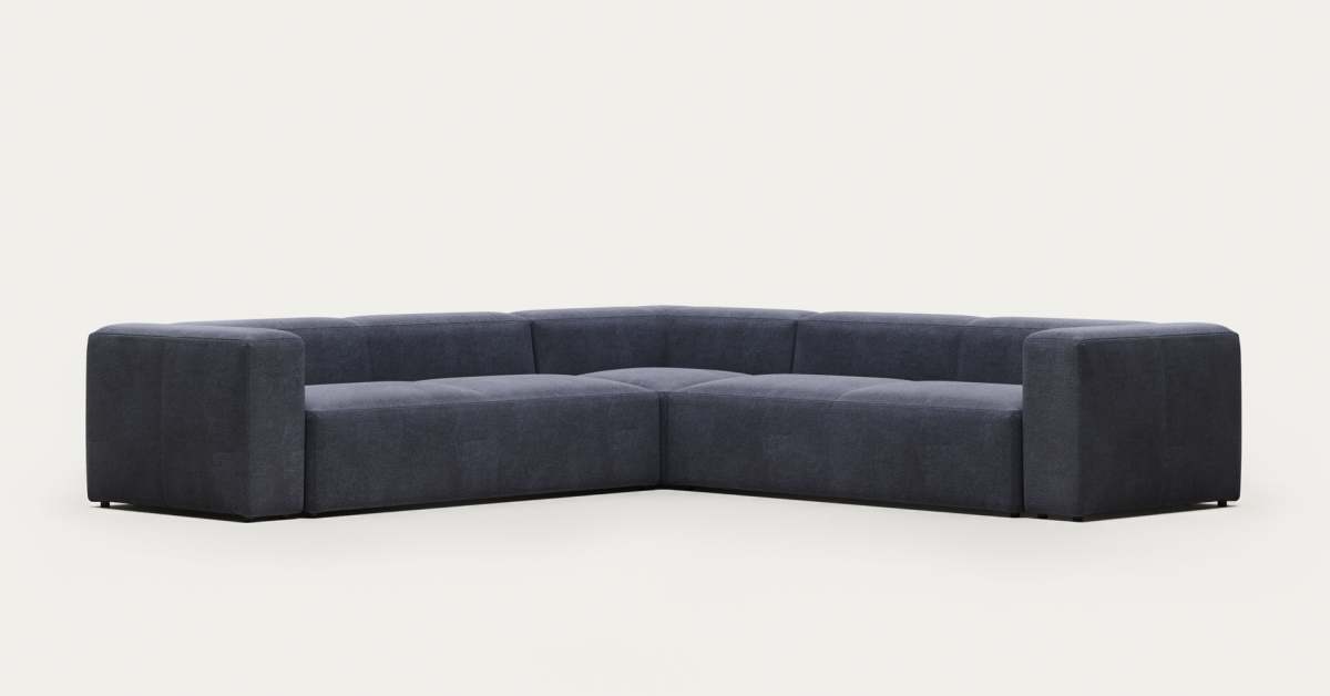 Blok 6 seater corner sofa in blue 320 x 320 cm FR | Kave Home France