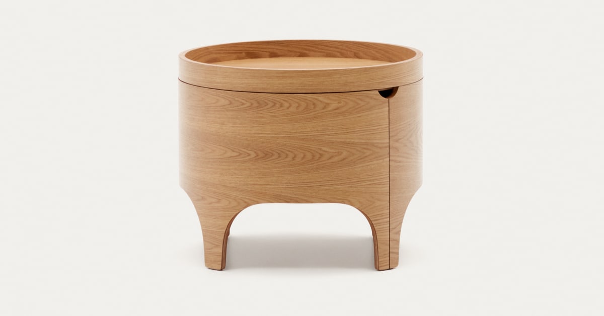Table de chevet Octavia en contreplaqué de frêne Ø 55 cm | Kave Home ...