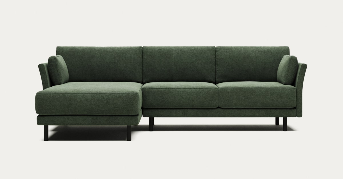 Gilma 3 seater sofa with left/right side chaise in green and black ...