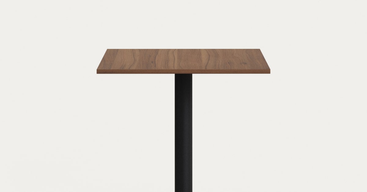 Dina table in walnut finish melamine with metal leg in a painted black ...