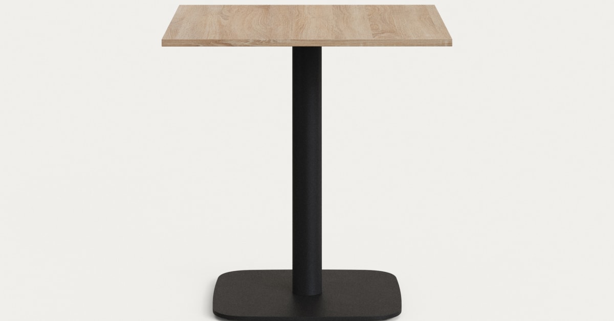 Dina table in natural finish melamine with metal leg in a painted black ...