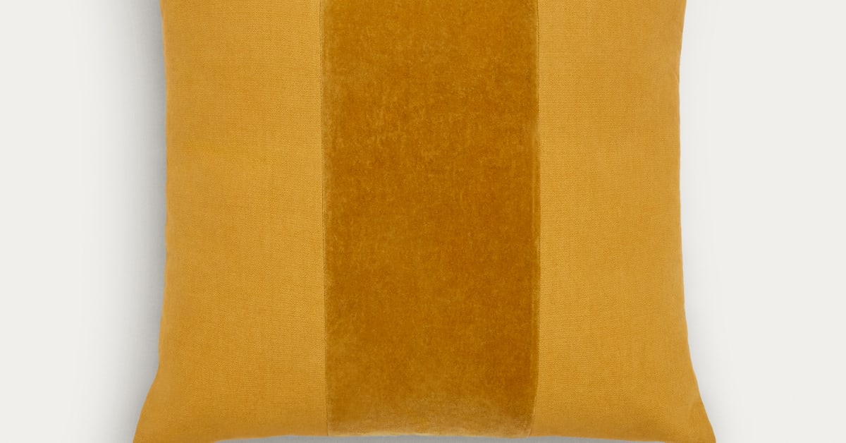 Capa de almofada Zaira 100% algodão e veludo mostarda 45 x 45 cm | Kave ...