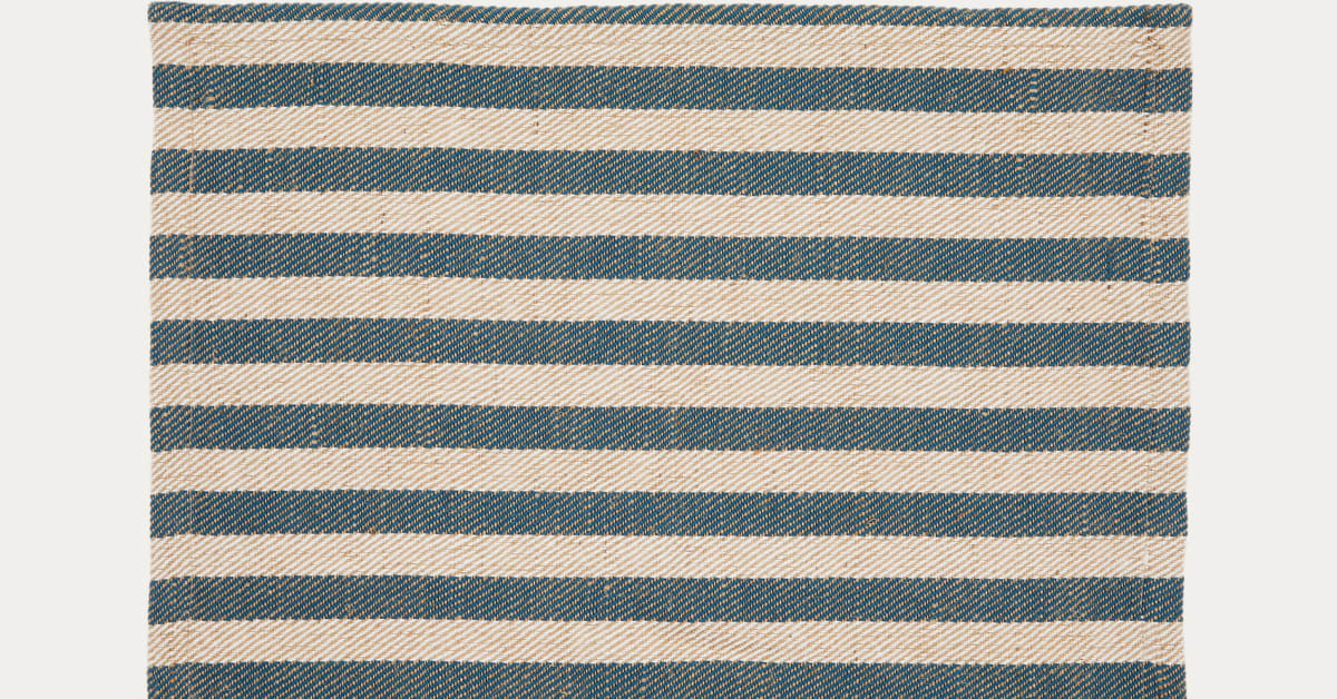 Selvana 2 individual cotton table mat set with beige and green stripes ...