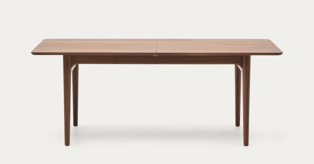 Mesa extensible Elan chapa y madera maciza de nogal 200 (260) x 100 cm ...