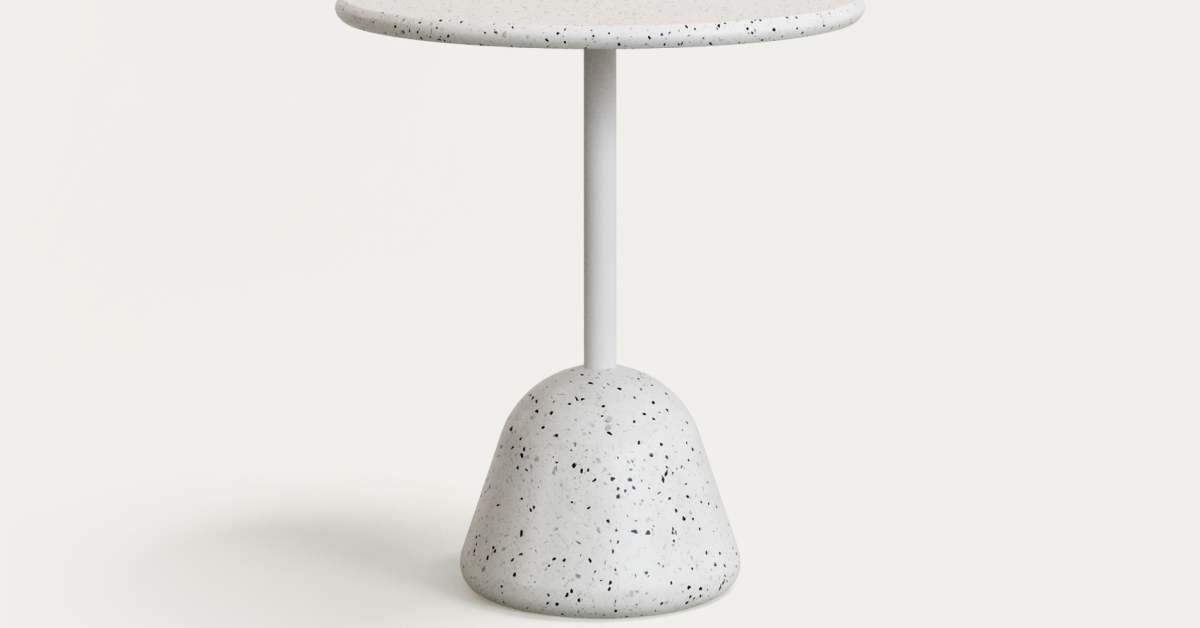 Saura Table in white terrazzo with a white terrazzo top 75 x Ø70 | Kave ...