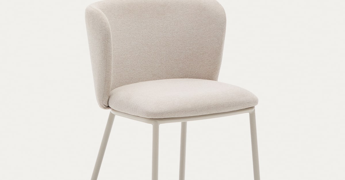 Chaise Ciselia en tissu chenille beige et et acier beige FSC Mix Credit ...