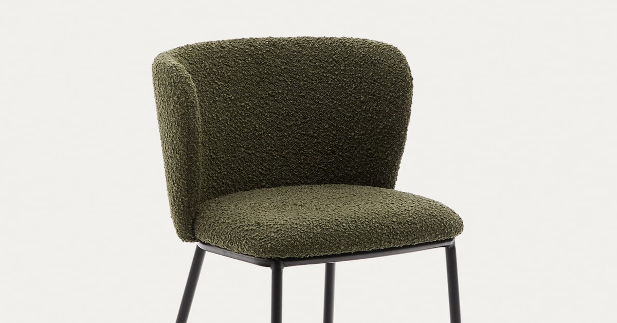 Chaise Ciselia en tissu effet bouclette vert et et noir beige FSC Mix ...