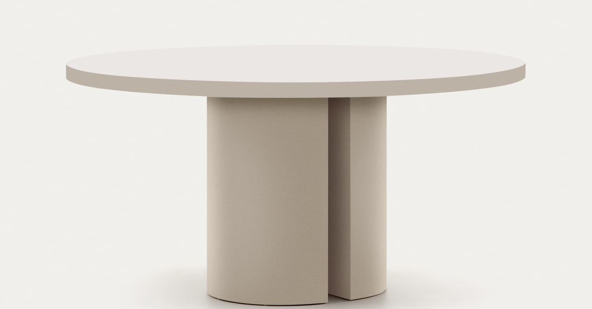 Mesa redonda Nealy DM lacado con acabado crudo Ø 150 cm | Kave Home Spain