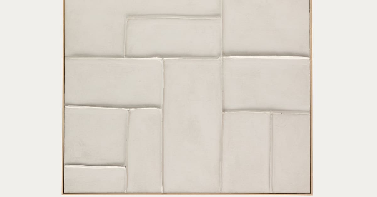 Quadro Klis di lino con forme geometriche bianco 120 x 200 cm | Kave Home