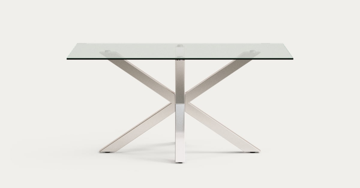 Argo glass table with stainless steel legs 160 x 90 cm | Kave Home ...