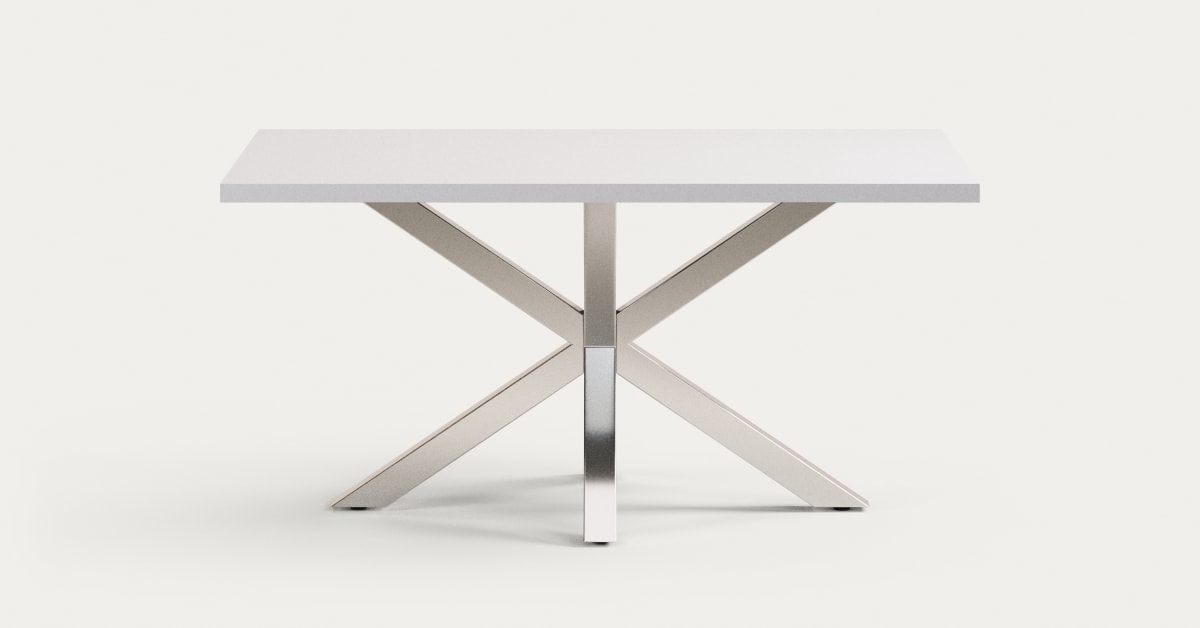 Tavolo Argo 160 cm melammina bianco gambe in acciaio inox | Kave Home Italy
