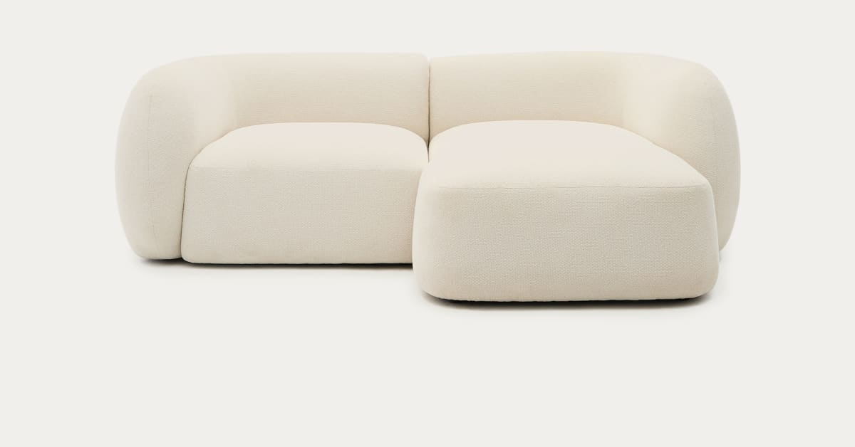 Divano modulare Martina a 2 posti in ciniglia con chaise longue destra ...