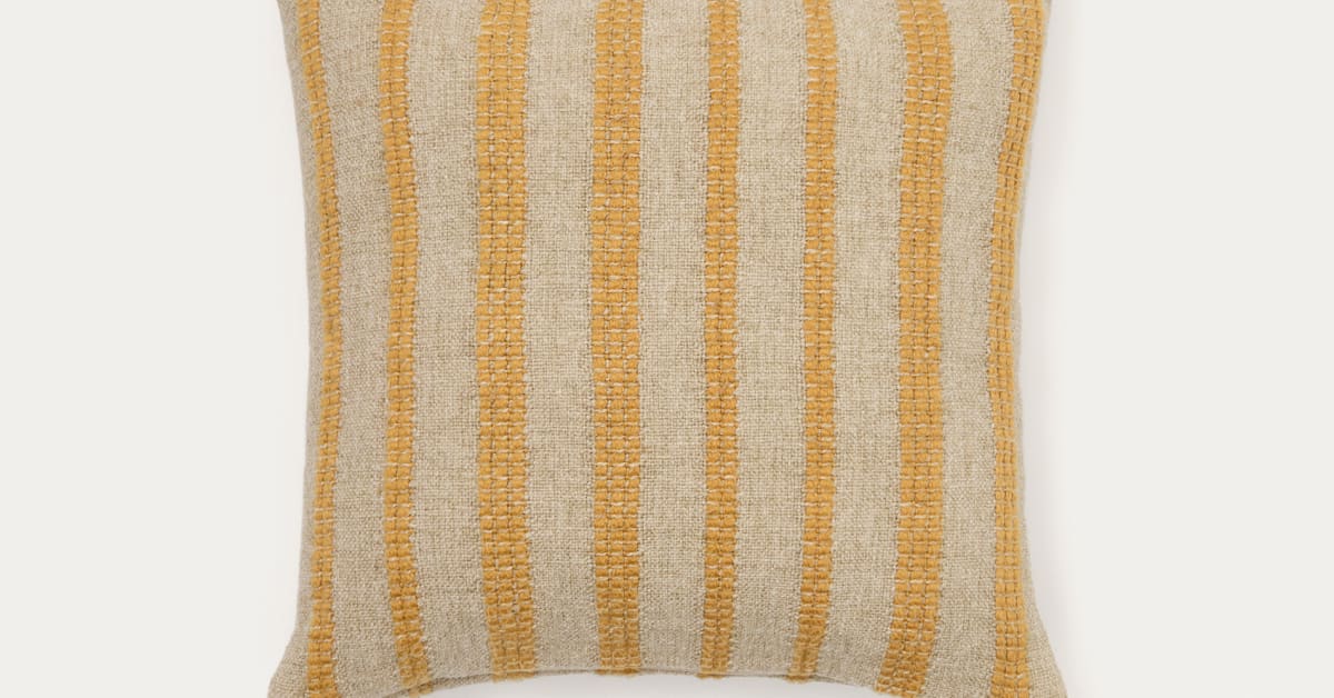 Fodera cuscino Naila in fibra acrilica a righe senape a contrasto 50 x ...