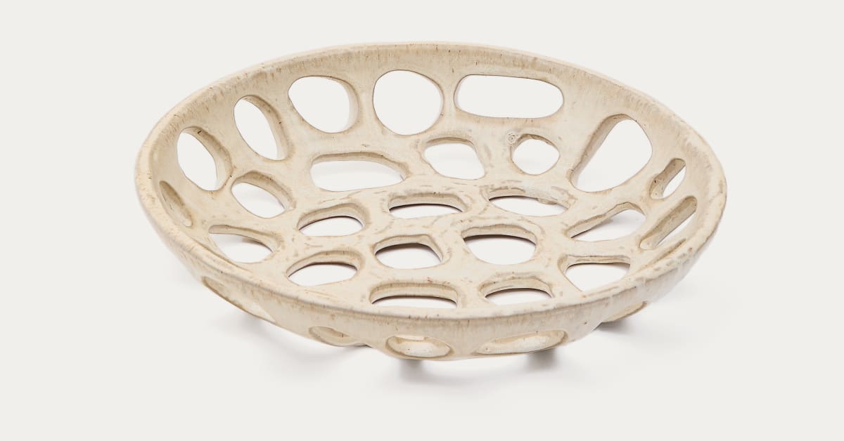 Grande corbeille à fruits Zunel en céramique beige | Kave Home France
