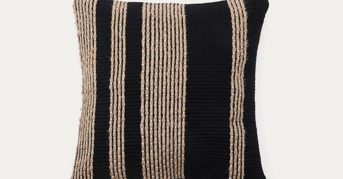 Aylin black jute-embroidered cotton cushion cover 50 x 50 cm | Kave ...