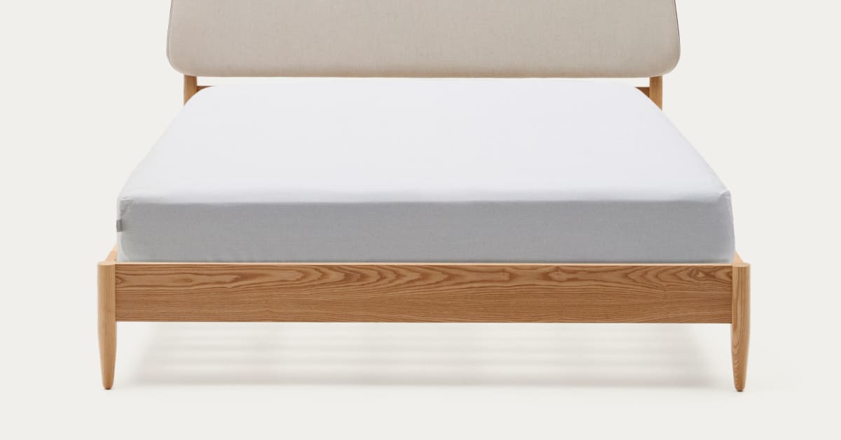 Octavia bed in ash plywood and white upholstered headboard 160 x 200 cm ...