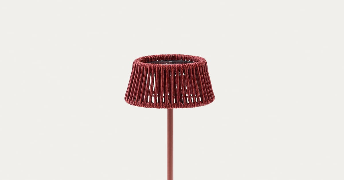 Lampe de table solaire d’extérieur Aldet en corde chinée terracotta et ...