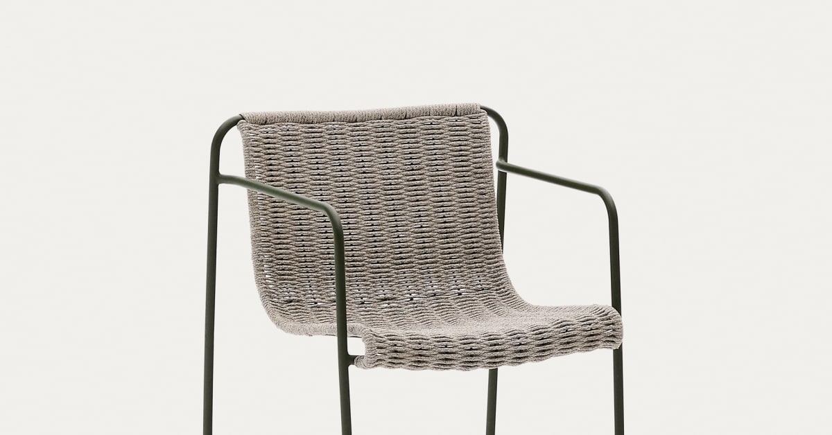 Cadira Maurina d'acer galvanitzat verd i corda color cru i gris | Kave ...